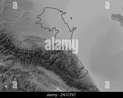 Dagestan, republic of Russia. Elevation map colored in wiki style with ...