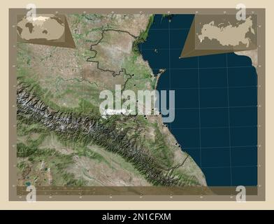 Dagestan, republic of Russia. High resolution satellite map. Corner ...