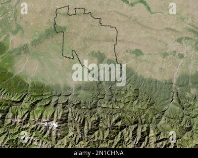 Ingush, republic of Russia. Low resolution satellite map. Locations and ...