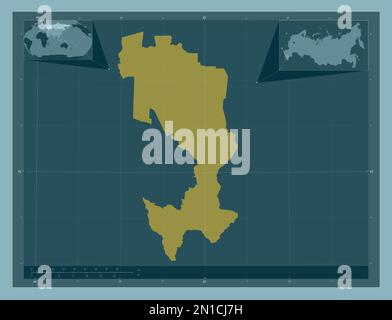 Shape of Ingush, republic of Russia, and its capital. Distance scale ...