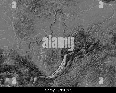 Irkutsk, region of Russia. Bilevel elevation map with lakes and rivers ...