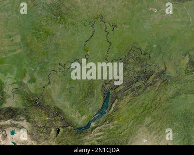 Irkutsk, region of Russia. Low resolution satellite map. Locations and ...