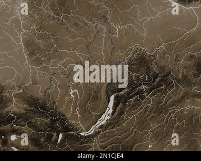 Irkutsk, region of Russia. Colored elevation map with lakes and rivers ...