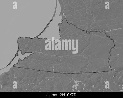 Kaliningrad, region of Russia. Bilevel elevation map with lakes and ...