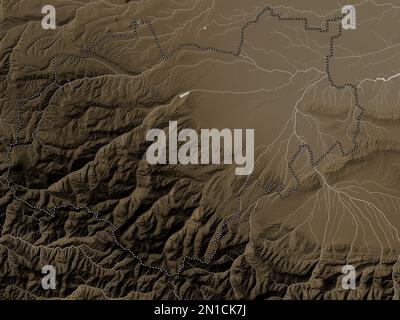 Kabardin-Balkar, republic of Russia. Colored elevation map with lakes ...