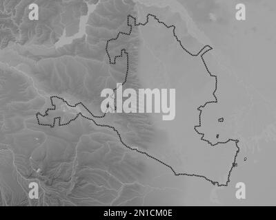 Kalmyk, republic of Russia. Grayscale elevation map with lakes and ...