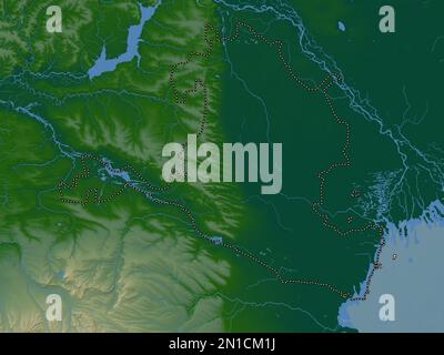 Kalmyk, republic of Russia. Elevation map colored in wiki style with ...
