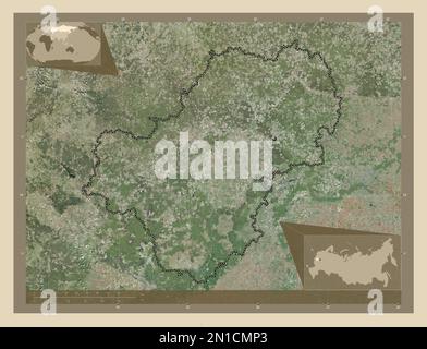 Kaluga, region of Russia. High resolution satellite map. Locations and ...