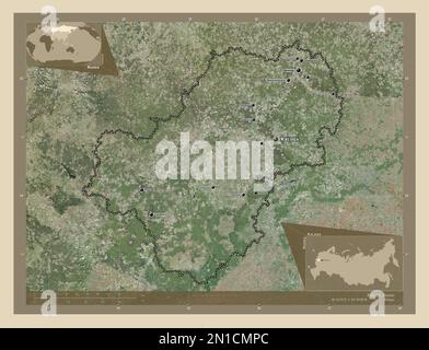 Kaluga, region of Russia. High resolution satellite map. Locations of ...