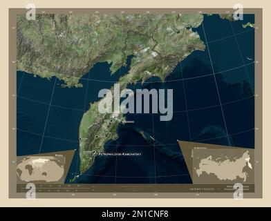 Kamchatka, territory of Russia. High resolution satellite map ...
