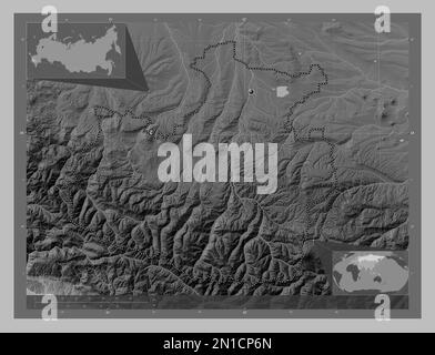 Karachay-Cherkess, republic of Russia. Grayscale elevation map with ...