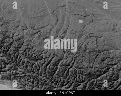 Karachay-Cherkess, republic of Russia. Grayscale elevation map with ...