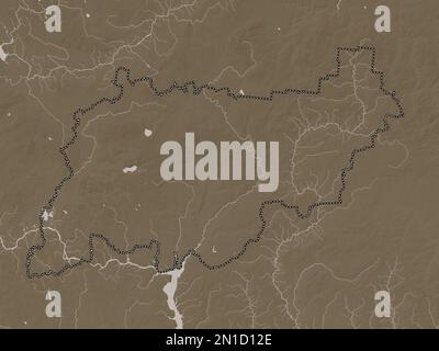 Kostroma, region of Russia. Colored elevation map with lakes and rivers ...