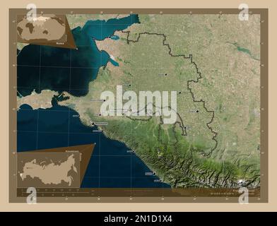 Krasnodar, territory of Russia. Low resolution satellite map Stock ...