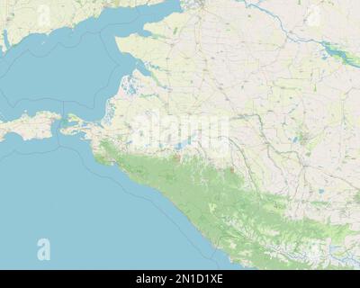 Krasnodar, territory of Russia. Open Street Map. Locations and names of ...