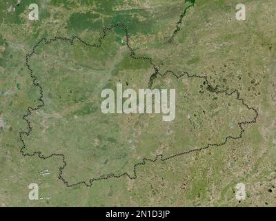 Kurgan, region of Russia. Low resolution satellite map. Corner ...