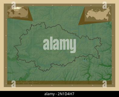 Kursk, region of Russia. Elevation map colored in wiki style with lakes ...