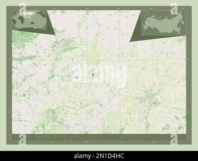 Kursk, region of Russia. Open Street Map. Locations of major cities of ...