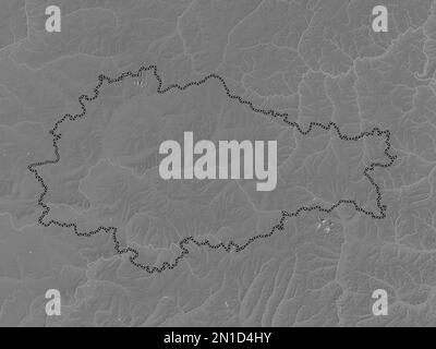 Kursk, region of Russia. Grayscale elevation map with lakes and rivers ...