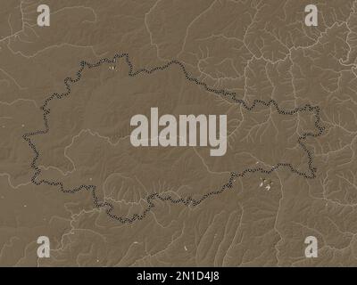 Kursk, region of Russia. Colored elevation map with lakes and rivers ...