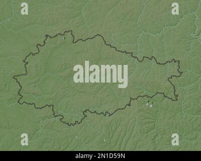 Kursk, region of Russia. Colored elevation map with lakes and rivers ...