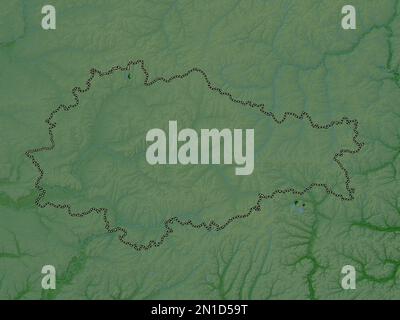 Kursk, region of Russia. Colored elevation map with lakes and rivers ...