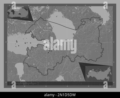 Leningrad, region of Russia. Bilevel elevation map with lakes and ...