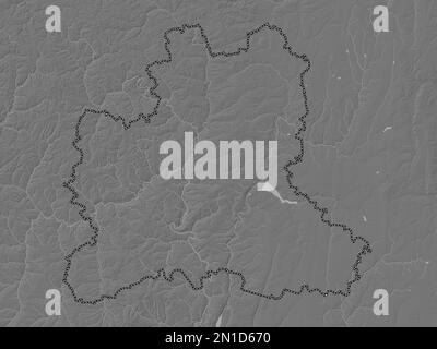 Lipetsk, region of Russia. Bilevel elevation map with lakes and rivers ...