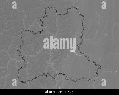 Lipetsk, region of Russia. Grayscale elevation map with lakes and ...