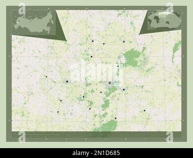 Lipetsk, region of Russia. Open Street Map. Locations and names of ...