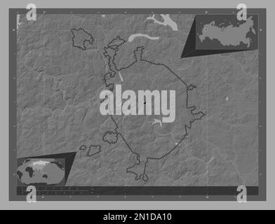 Moscow City, region of Russia. Bilevel elevation map with lakes and ...