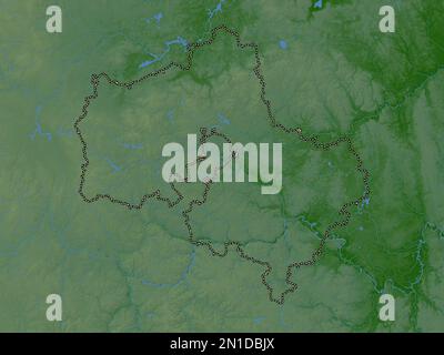 Moskva, region of Russia. Colored elevation map with lakes and rivers ...
