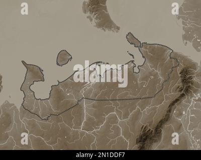 Nenets, autonomous province of Russia. Colored elevation map with lakes ...