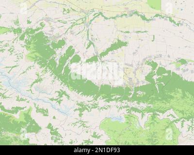 North Ossetia, republic of Russia. Open Street Map. Locations and names ...