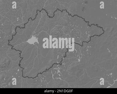 Novgorod, region of Russia. Bilevel elevation map with lakes and rivers ...