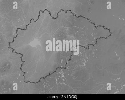 Novgorod, region of Russia. Grayscale elevation map with lakes and ...
