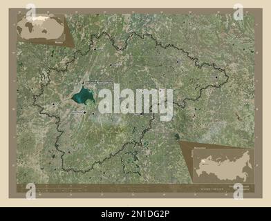 Novgorod, region of Russia. High resolution satellite map. Locations of ...