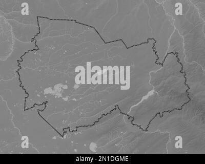 Novosibirsk, region of Russia. Grayscale elevation map with lakes and ...