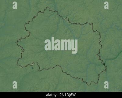 Orel, region of Russia. Colored elevation map with lakes and rivers ...