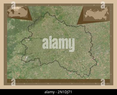 Orel, region of Russia. Low resolution satellite map. Locations and ...