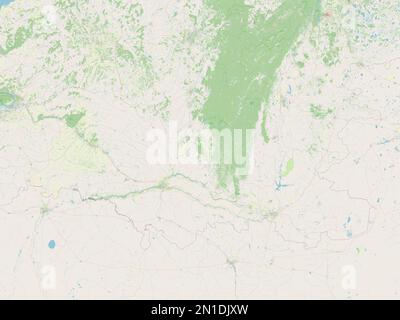 Orenburg, region of Russia. Open Street Map. Locations of major cities ...