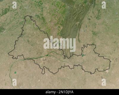 Orenburg, region of Russia. Low resolution satellite map. Locations and ...