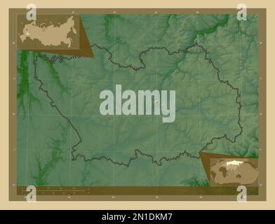 Penza, region of Russia. Colored elevation map with lakes and rivers ...
