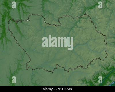 Penza, region of Russia. Colored elevation map with lakes and rivers ...