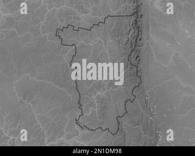 Perm', territory of Russia. Elevation map colored in sepia tones with ...