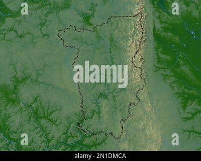 Perm', territory of Russia. Colored elevation map with lakes and rivers ...