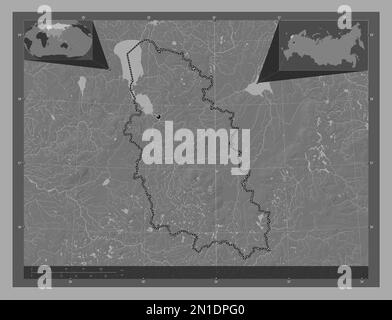 Pskov, region of Russia. Bilevel elevation map with lakes and rivers ...
