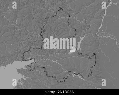 Rostov, region of Russia. Bilevel elevation map with lakes and rivers ...