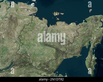 Sakha, republic of Russia. High resolution satellite map. Locations of ...