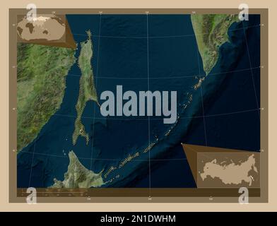 Sakhalin, region of Russia. Low resolution satellite map Stock Photo ...